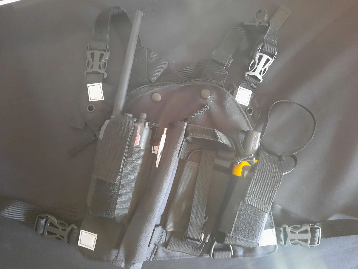 Dual comms Search And Rescue radio chest rig.